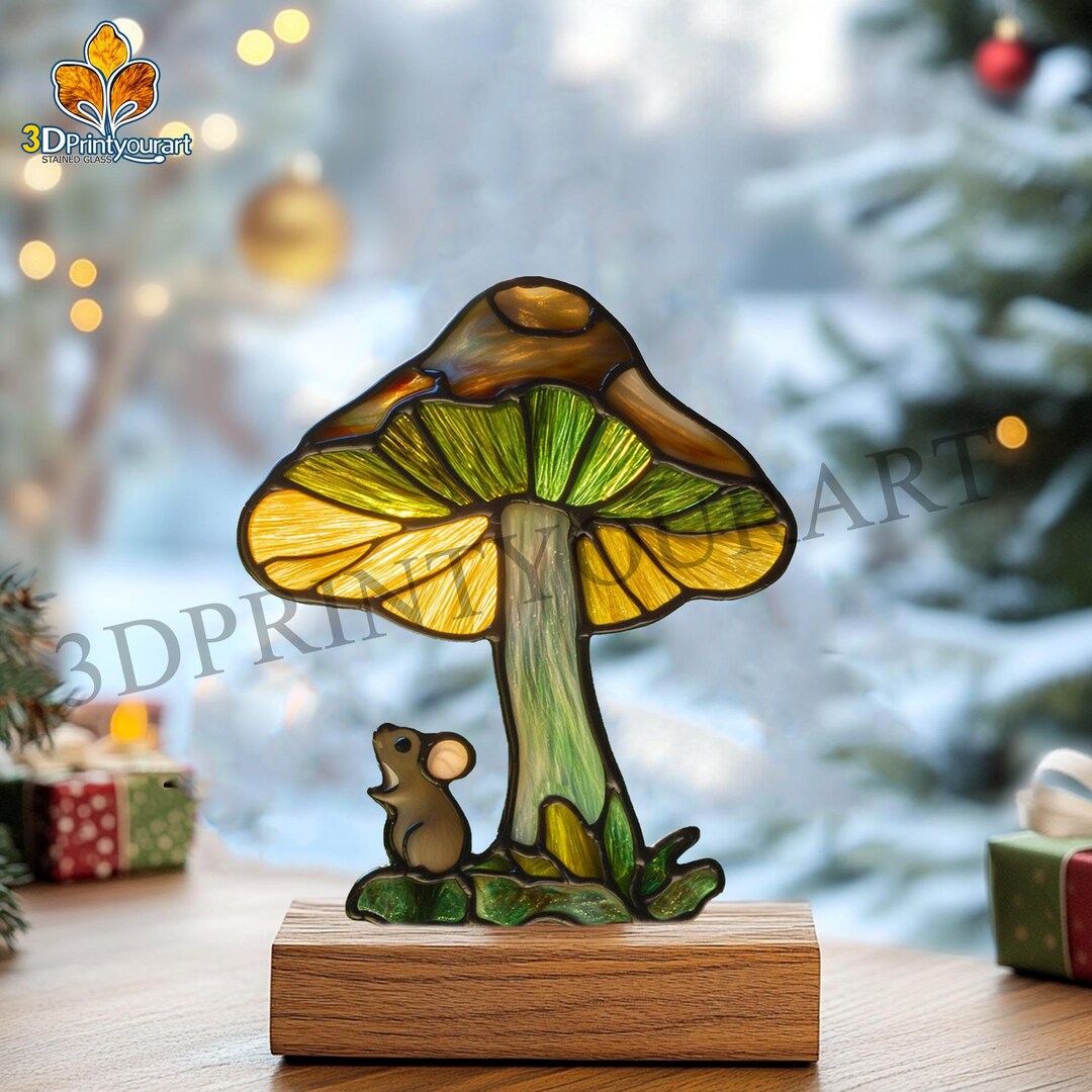 Digital Download Stained Glass Mushroom and Mouse Pattern | Festive ...