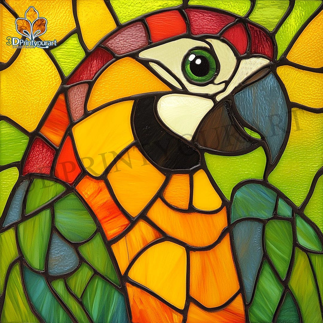 Digital Download Stained Glass Parrot Pattern M01 | Festive Suncatcher ...