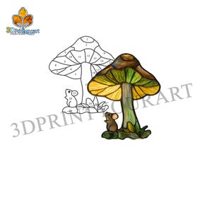 Digital Download Stained Glass Mushroom and Mouse Pattern | Festive ...