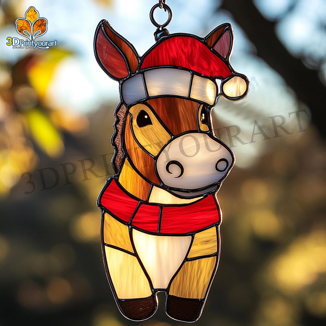 Digital Download Stained Glass Christmas Donkey Pattern | Festive ...
