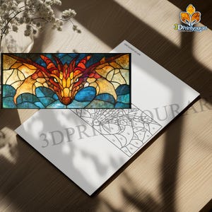 Digital Download Stained Glass Dragon Pattern | Festive Suncatcher ...