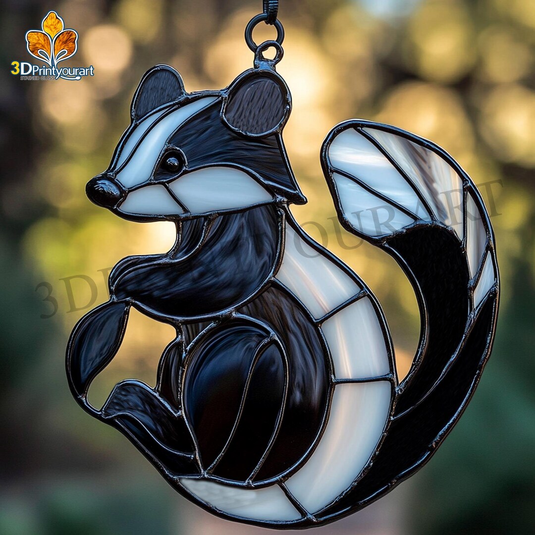 Digital Download Stained Glass Skunk Pattern | Festive Suncatcher ...