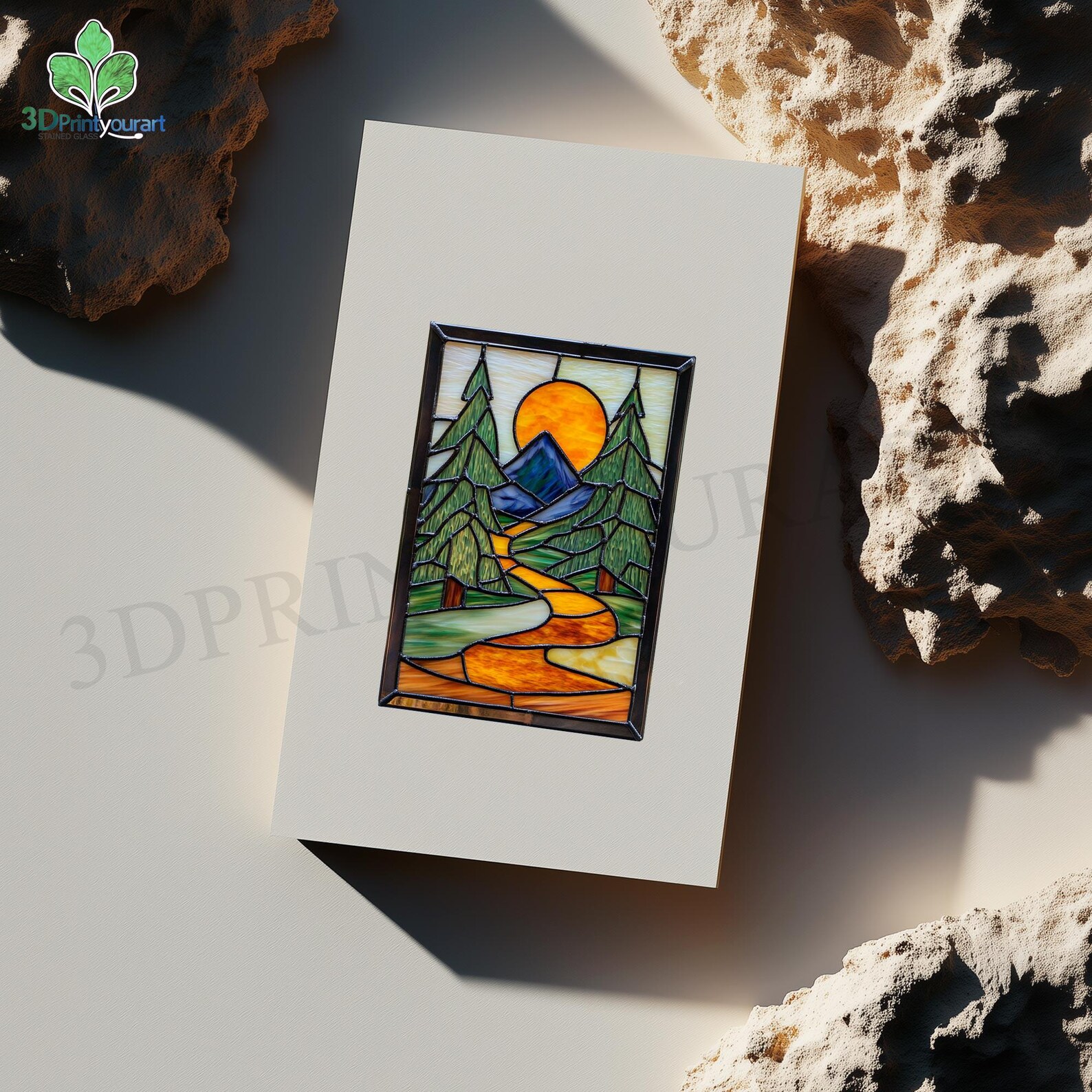 Digital Download Stained Glass Sunset Pattern | Festive Suncatcher ...