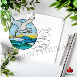 Digital Download Stained Glass Seagull Pattern | Festive Suncatcher ...