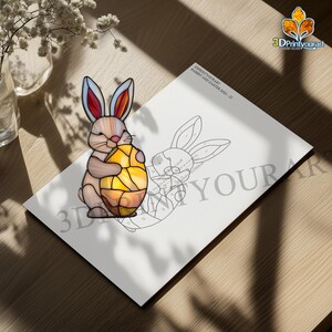 Digital Download Stained Glass Rabbit and Easter Egg Pattern | Festive ...