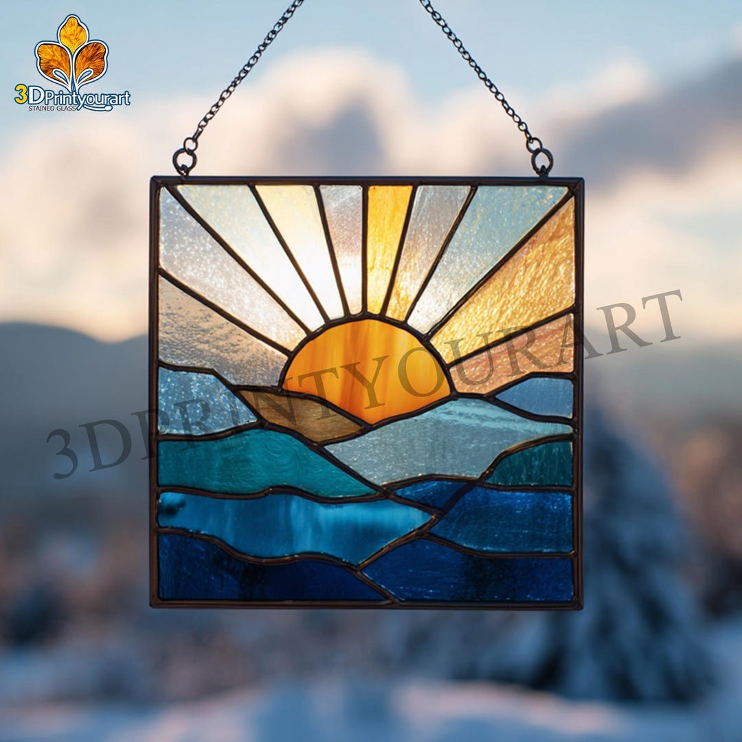 Digital Download Stained Glass Rising Sun Pattern | Festive Suncatcher ...