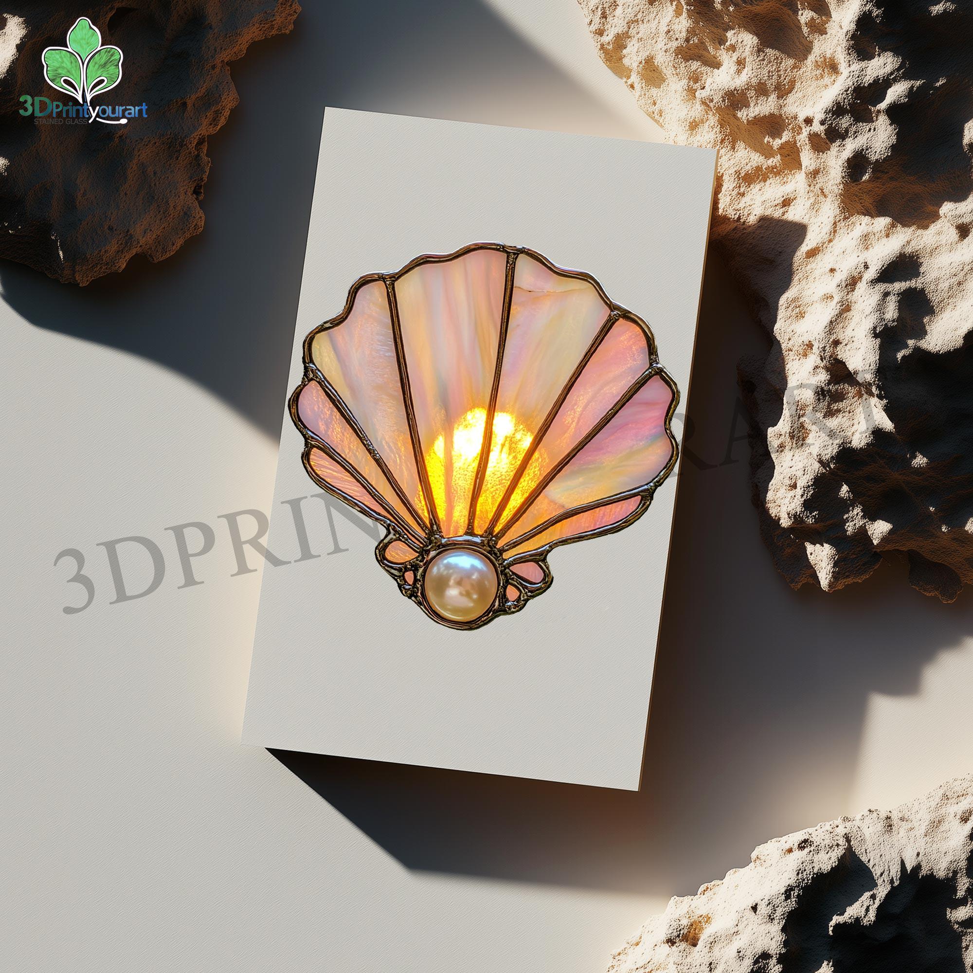 Digital Download Stained Glass Seashell Pattern | Festive Suncatcher ...