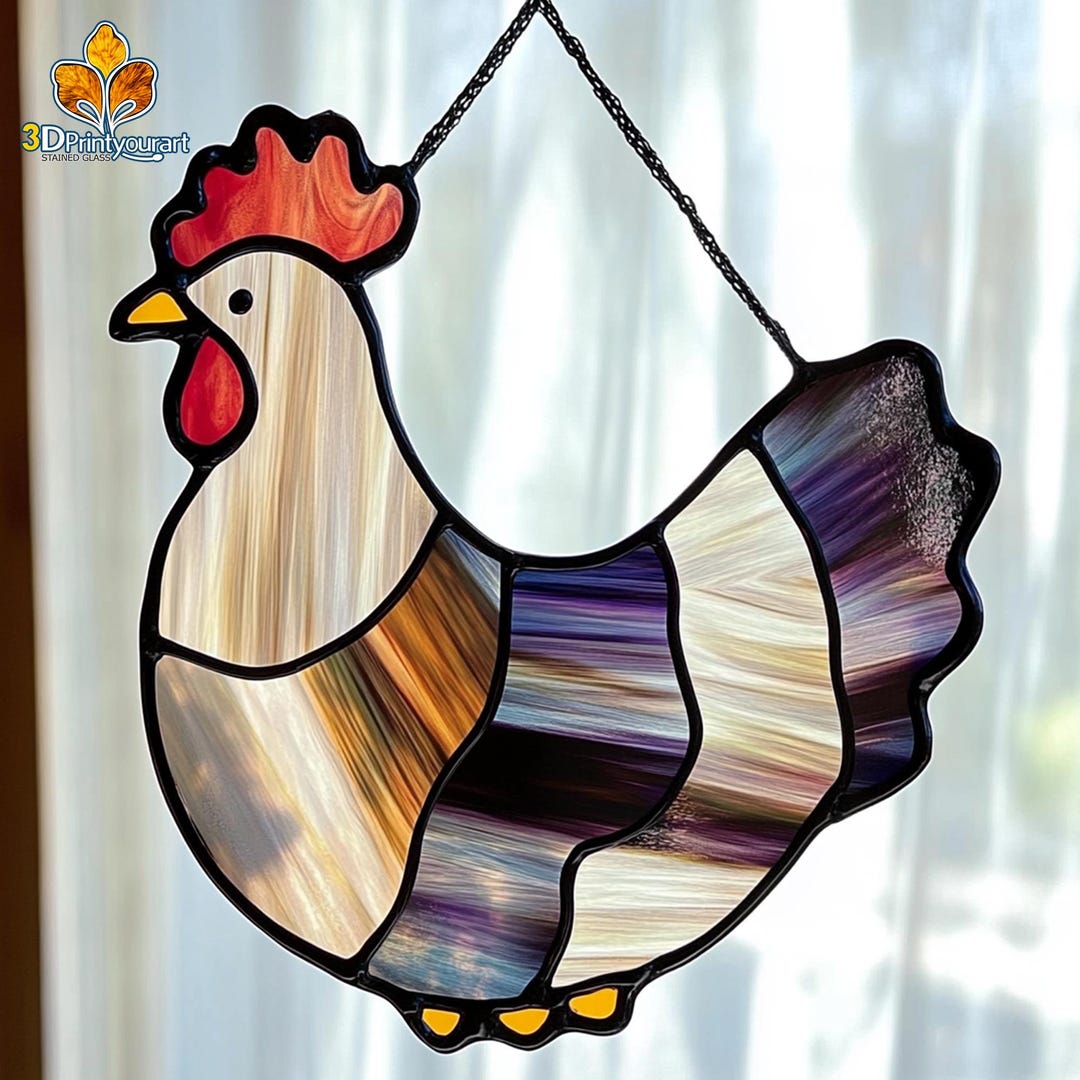 Digital Download Stained Glass Hen Pattern | Festive Suncatcher Design ...