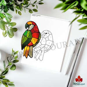 Digital Download Stained Glass Parrot Pattern M01 | Festive Suncatcher ...