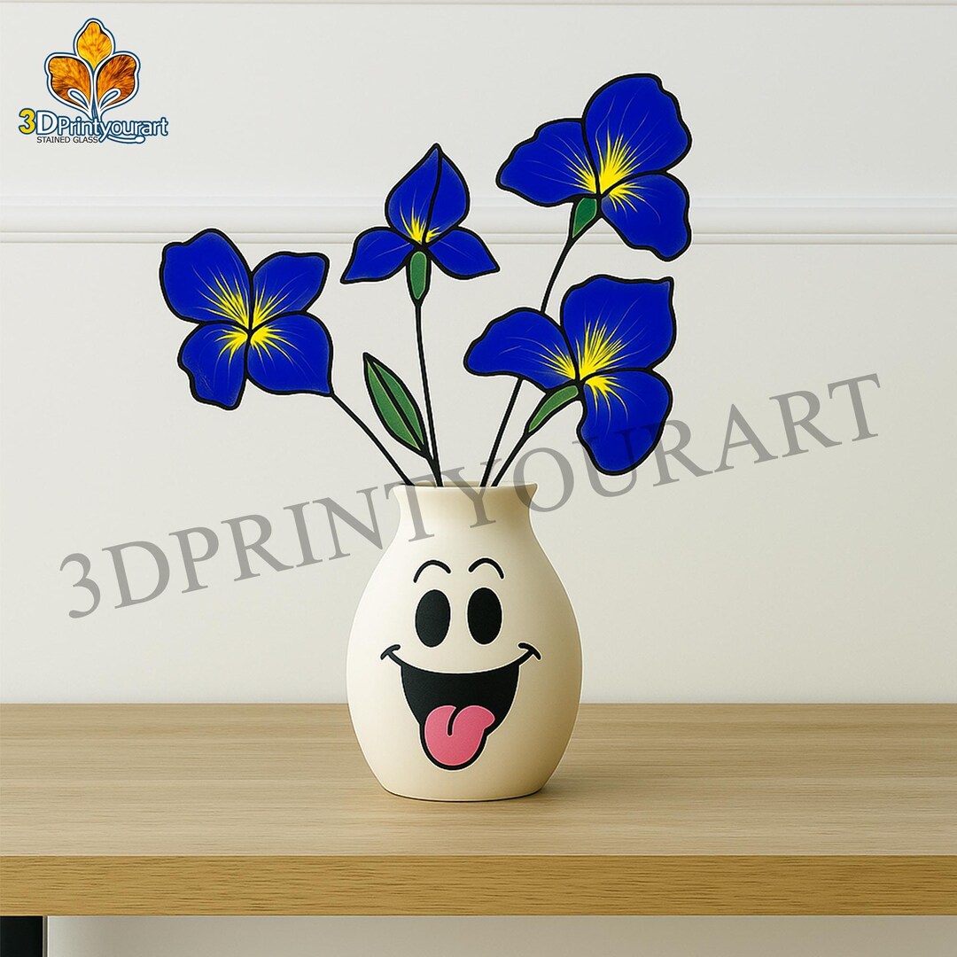 Digital Download Stained Glass Blue Iris R50 Pattern | Festive ...