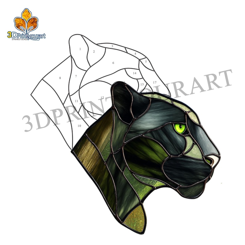Digital Download Stained Glass Black Panther Pattern | Festive ...