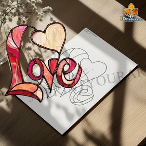 Digital Download Stained Glass LOVE Pattern | Festive Suncatcher Design ...