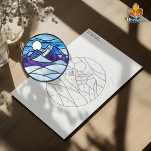 Digital Download Stained Glass Mountains Winter Pattern | Festive ...