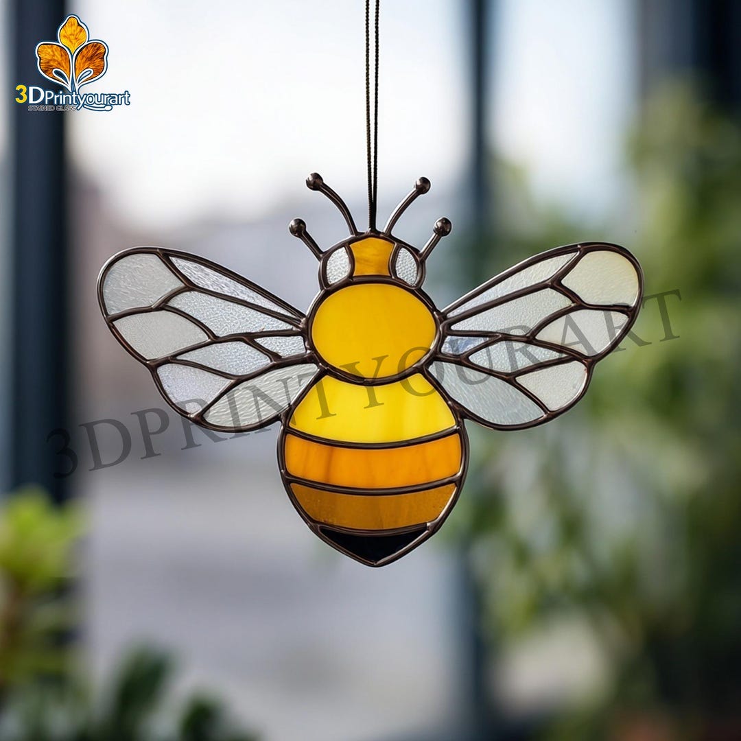 Digital Download Stained Glass Bee Pattern | Festive Suncatcher Design ...