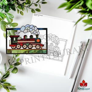 Digital Download Stained Glass Train Pattern | Festive Suncatcher ...
