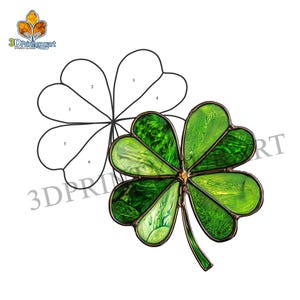 Digital Pattern Stained Glass Clover Leaf Digital Download Flowers ...
