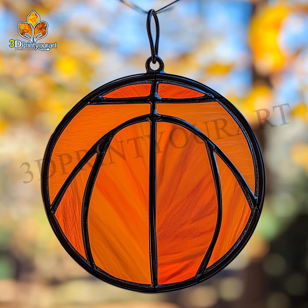 Digital Download Stained Glass Basketball Pattern | Festive Suncatcher ...