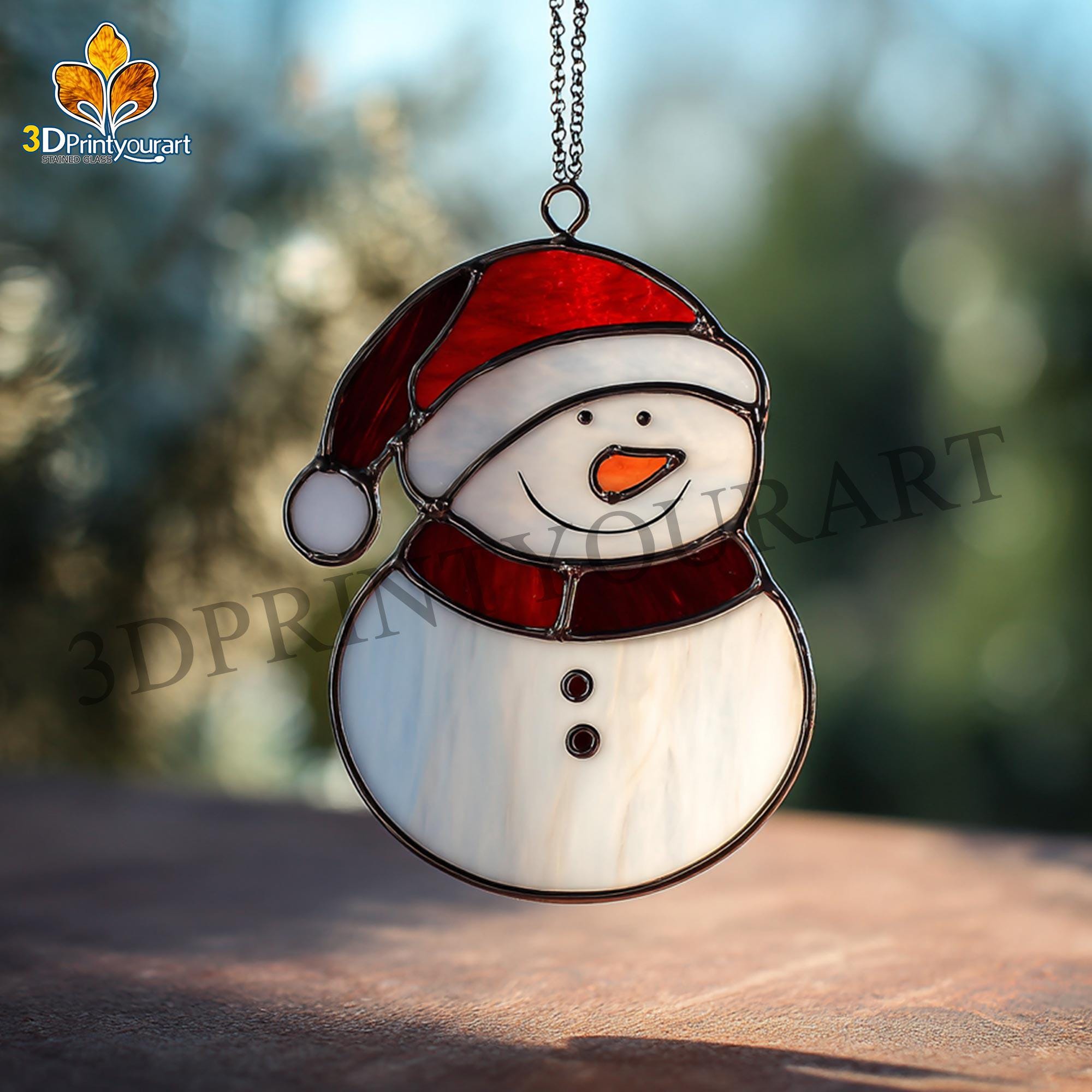 Digital Download Stained Glass Snowman Family Pattern | Festive ...