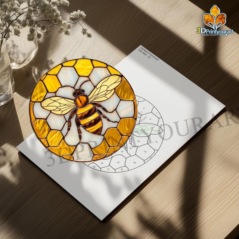 Digital Download Stained Glass the Bee Pattern | Festive Suncatcher ...