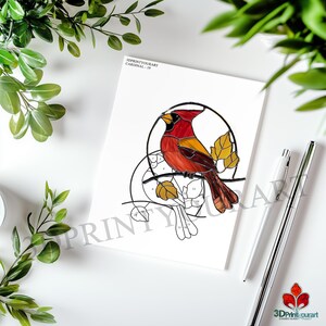 Digital Download Stained Glass Cardinal Pattern | Festive Suncatcher ...