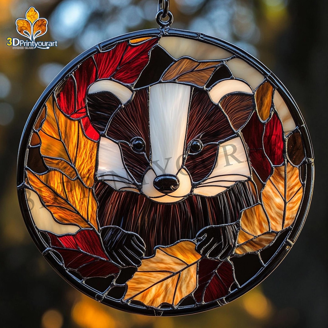 Digital Download Stained Glass Badger Pattern | Festive Suncatcher ...