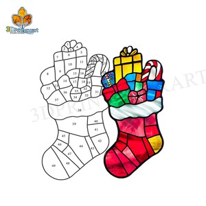 Digital Download Stained Glass Christmas Stocking Pattern | Festive ...