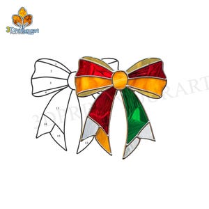 Digital Download Stained Glass Ribbon Bow Pattern | Festive Suncatcher ...