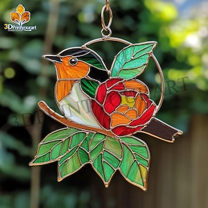 Digital Download Stained Glass Robin Pattern | Festive Suncatcher ...