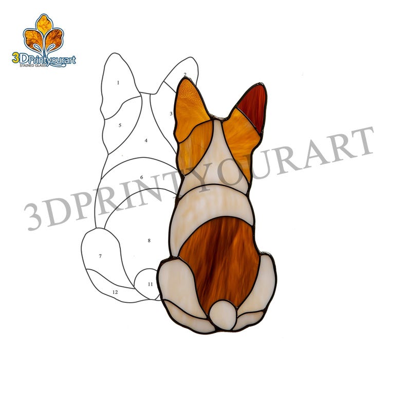 Digital Download Stained Glass Corgi Dog Pattern | Festive Suncatcher ...