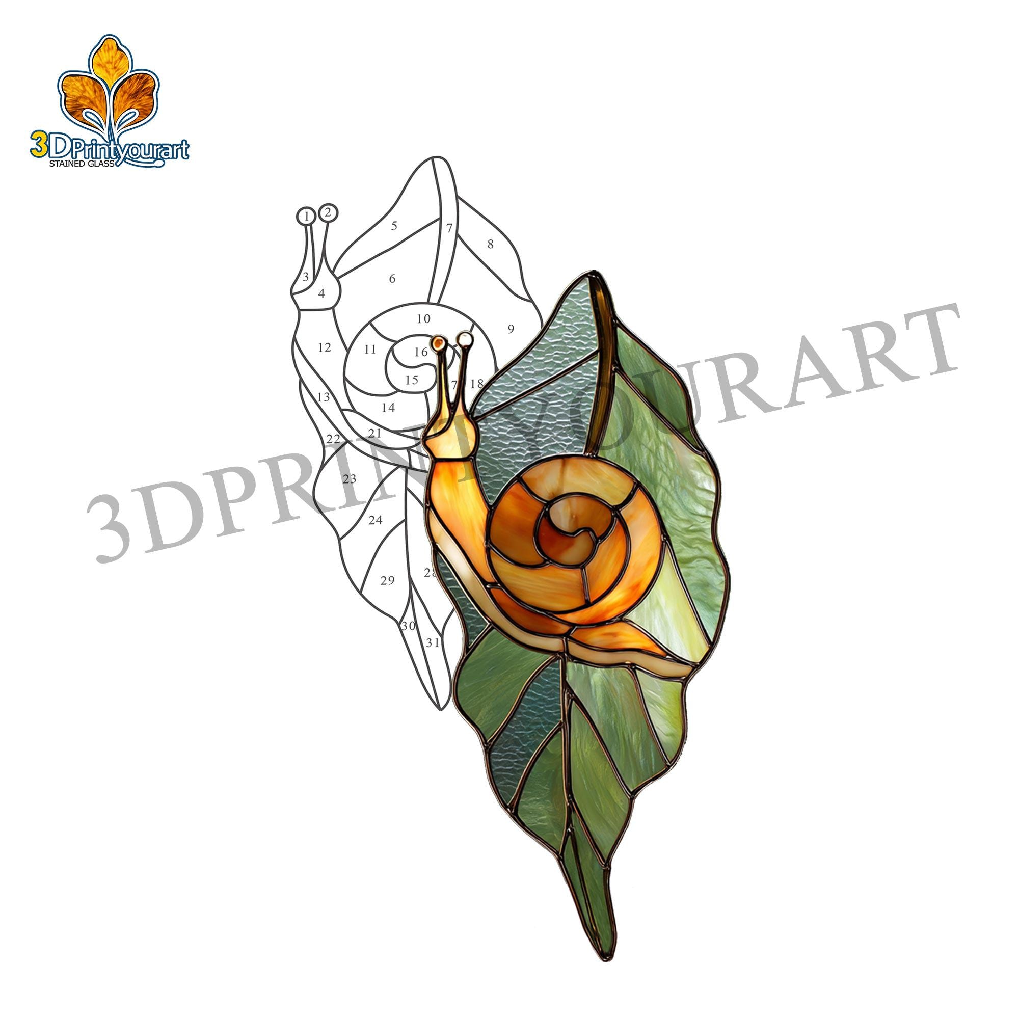 Digital Download Stained Glass Snail on the Leaf Pattern | Festive ...