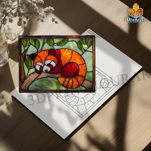 Digital Download Stained Glass Red Panda Pattern | Festive Suncatcher ...