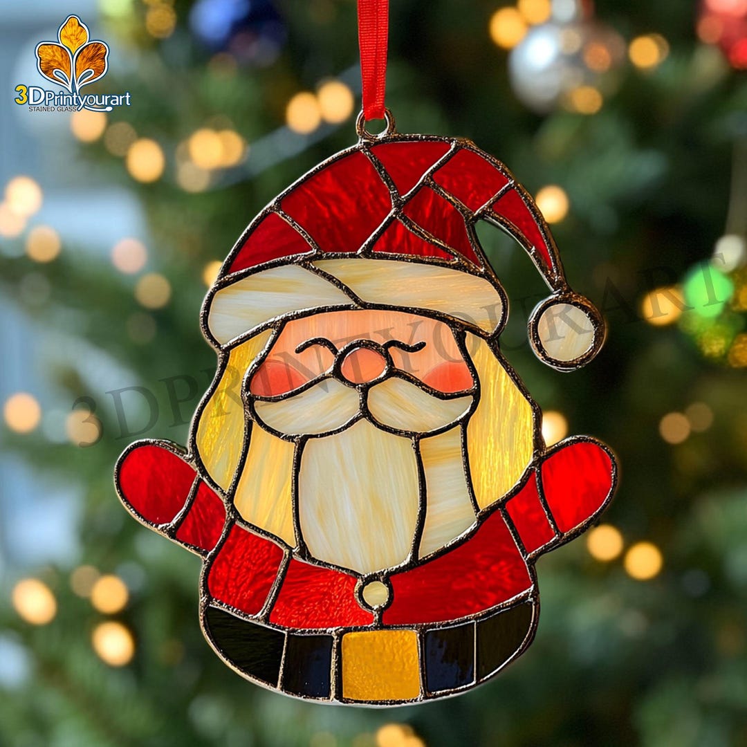 Digital Download Stained Glass Santa Claus 02 Pattern | Festive ...