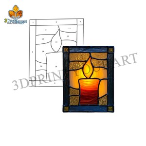 Digital Download Stained Glass Candle Pattern | Festive Suncatcher ...