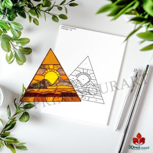 Digital Download Stained Glass Pyramid Pattern | Festive Suncatcher ...