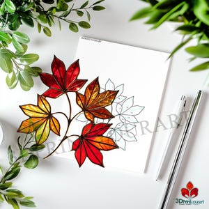 Digital Pattern Stained Glass Autumn Maple Leaves T01 Digital Download ...