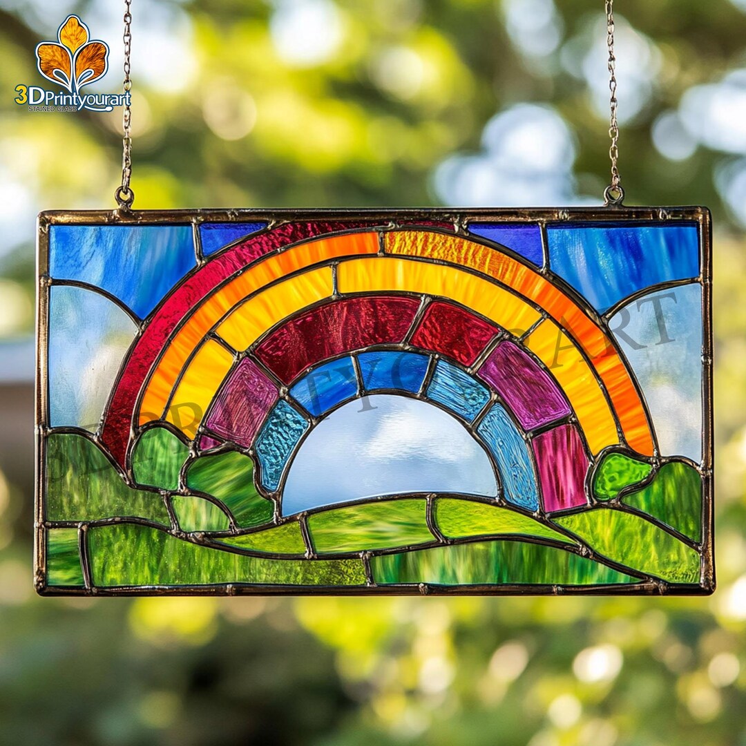 Digital Download Stained Glass Rainbow Pattern | Festive Suncatcher ...