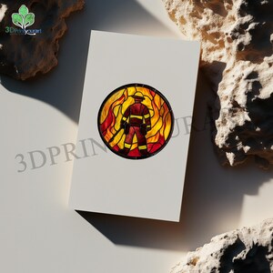 Digital Download Stained Glass Fireman Pattern | Festive Suncatcher ...