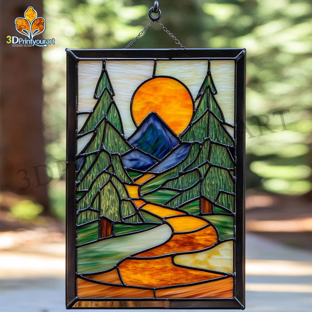 Digital Download Stained Glass Sunset Pattern | Festive Suncatcher ...