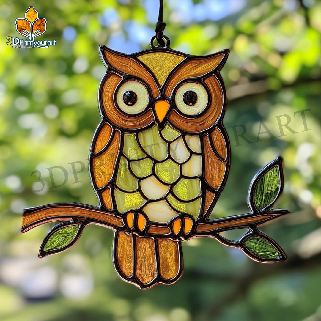 Digital Download Stained Glass OWL Pattern | Festive Suncatcher Design ...