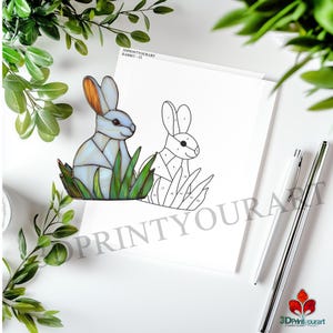 Digital Download Stained Glass Rabbit Pattern | Festive Suncatcher ...