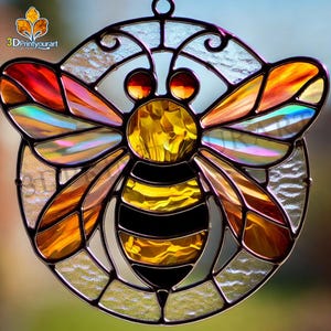 Digital Download Stained Glass Bee 01 Pattern | Festive Suncatcher ...