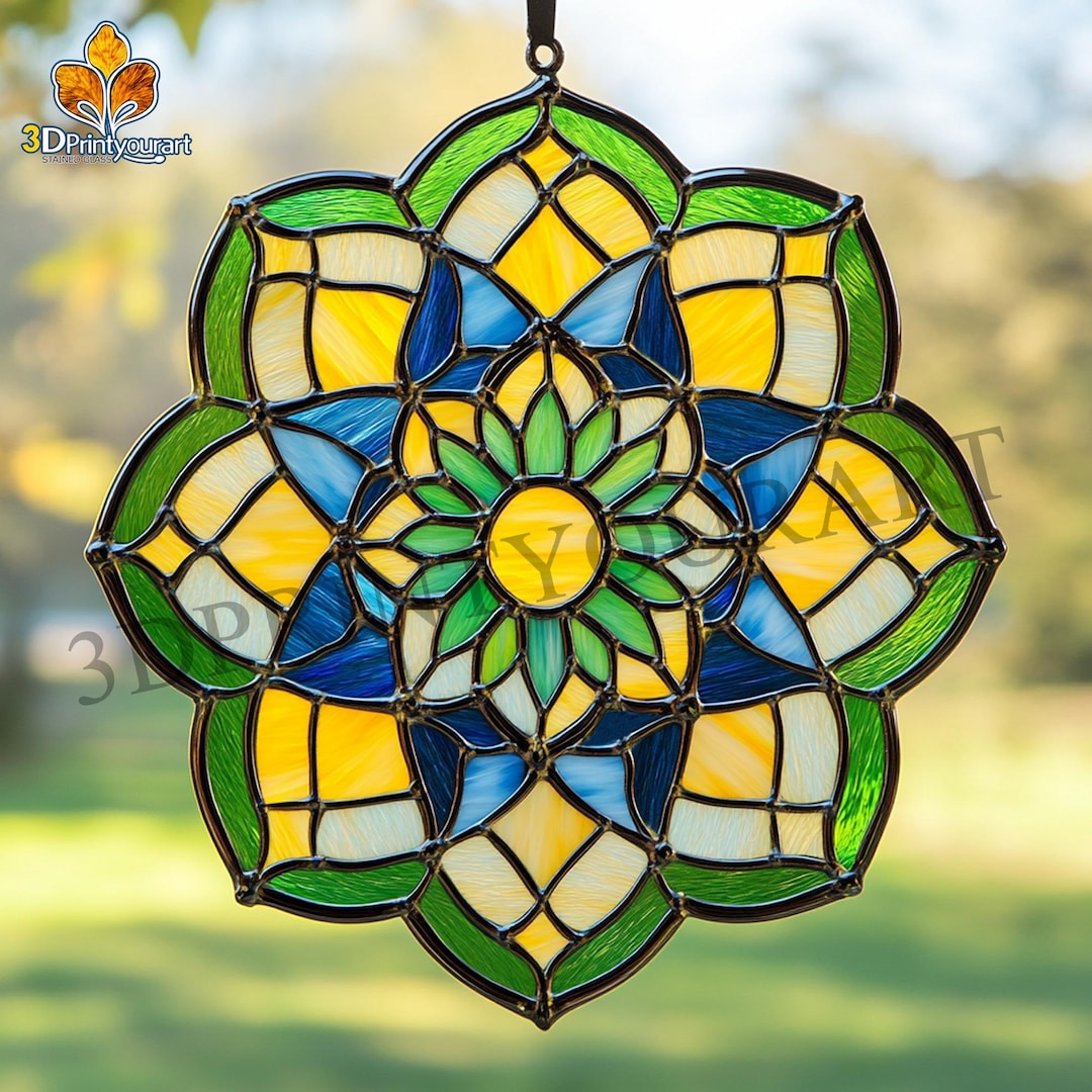 Digital Download Stained Glass Mandala Pattern | Festive Suncatcher ...