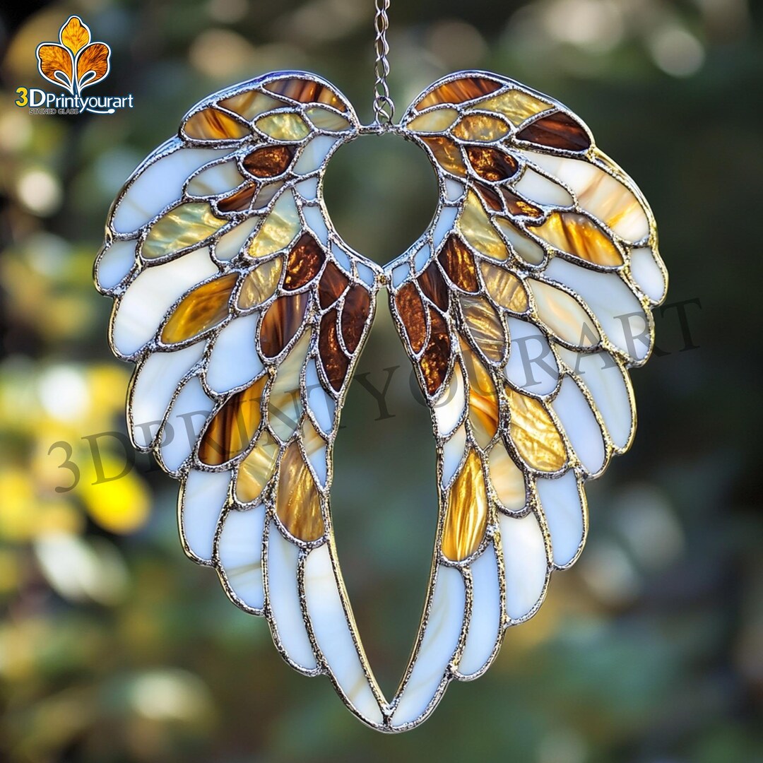 Digital Download Stained Glass Angel Wings Pattern | Festive Suncatcher ...