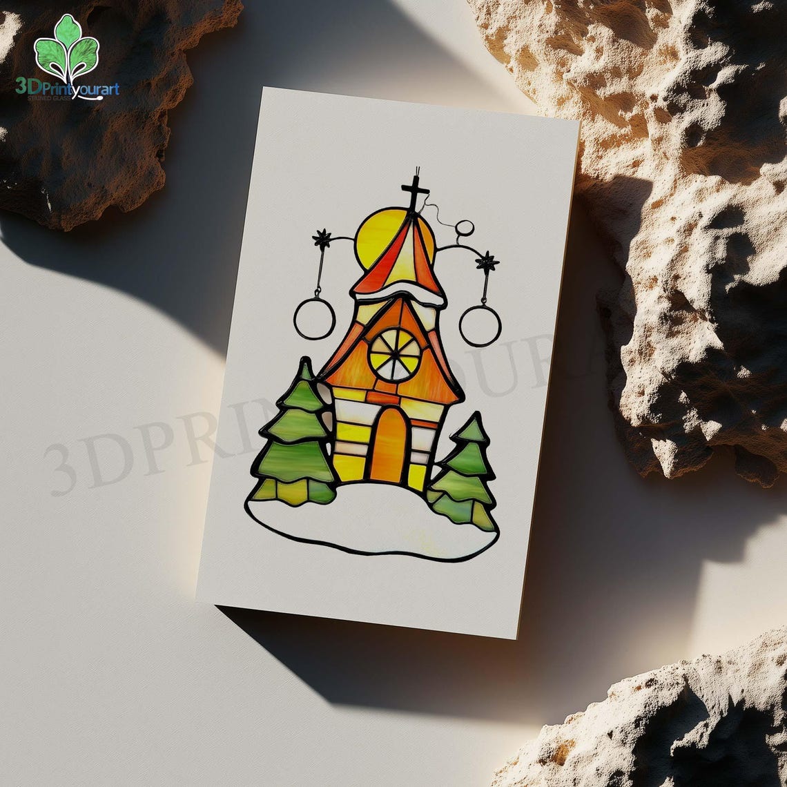 Digital Gingerbread House N02 Stained Glass Christmas Gift Pattern ...