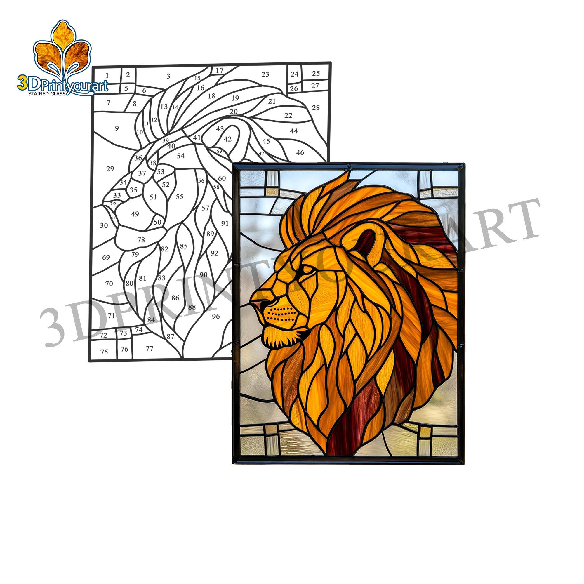 Digital Download Stained Glass Lion Pattern | Festive Suncatcher Design ...