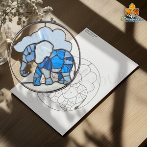Digital Download Stained Glass Elephant Pattern | Festive Suncatcher ...