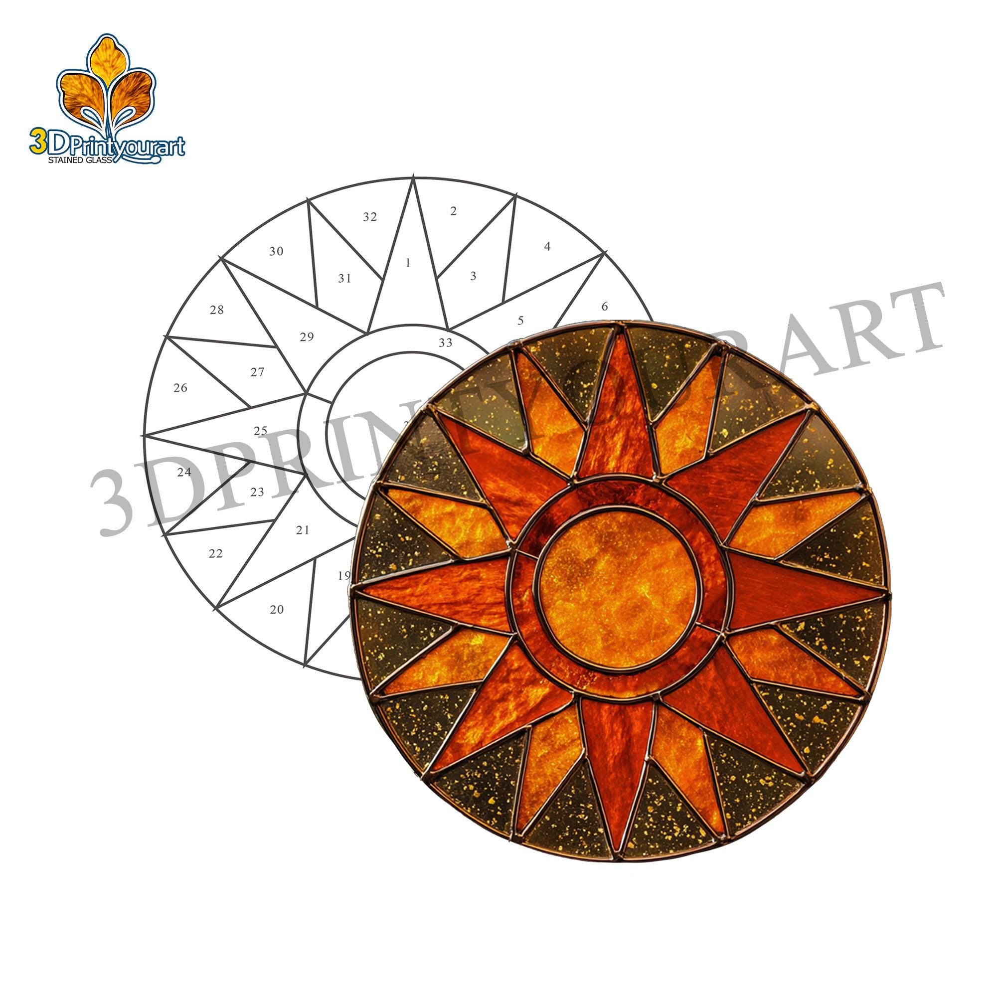 Digital Download Stained Glass Sun Pattern | Festive Suncatcher Design ...