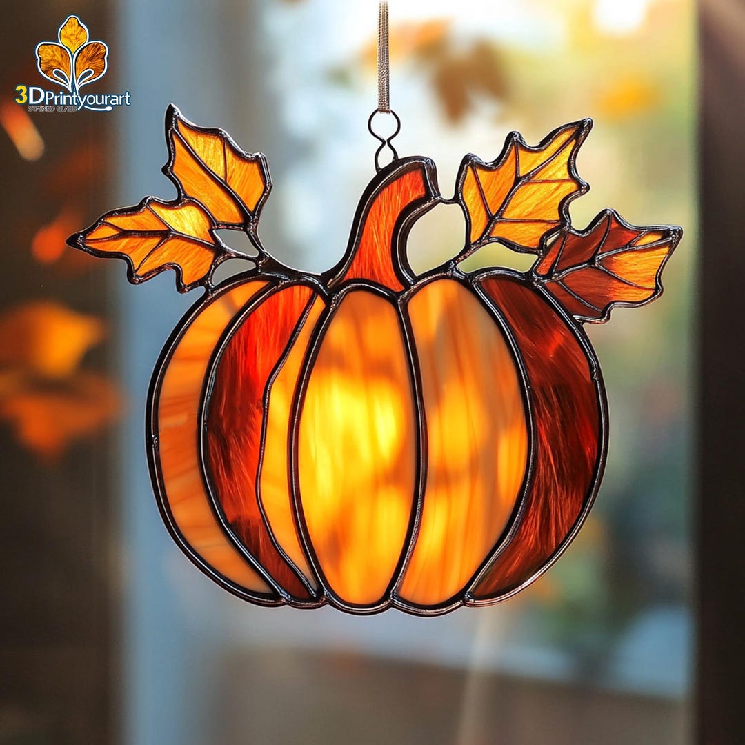 Digital Download Stained Glass Pumpkin Pattern | Festive Suncatcher ...