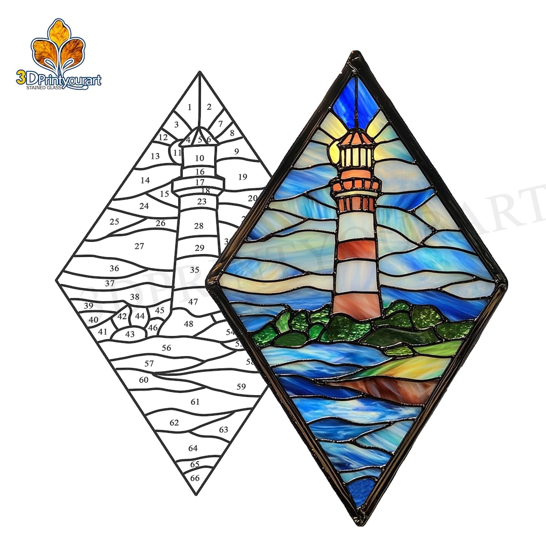 Digital Download Stained Glass Lighthouse-01 Pattern | Festive ...