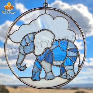 Digital Download Stained Glass Elephant Pattern | Festive Suncatcher ...